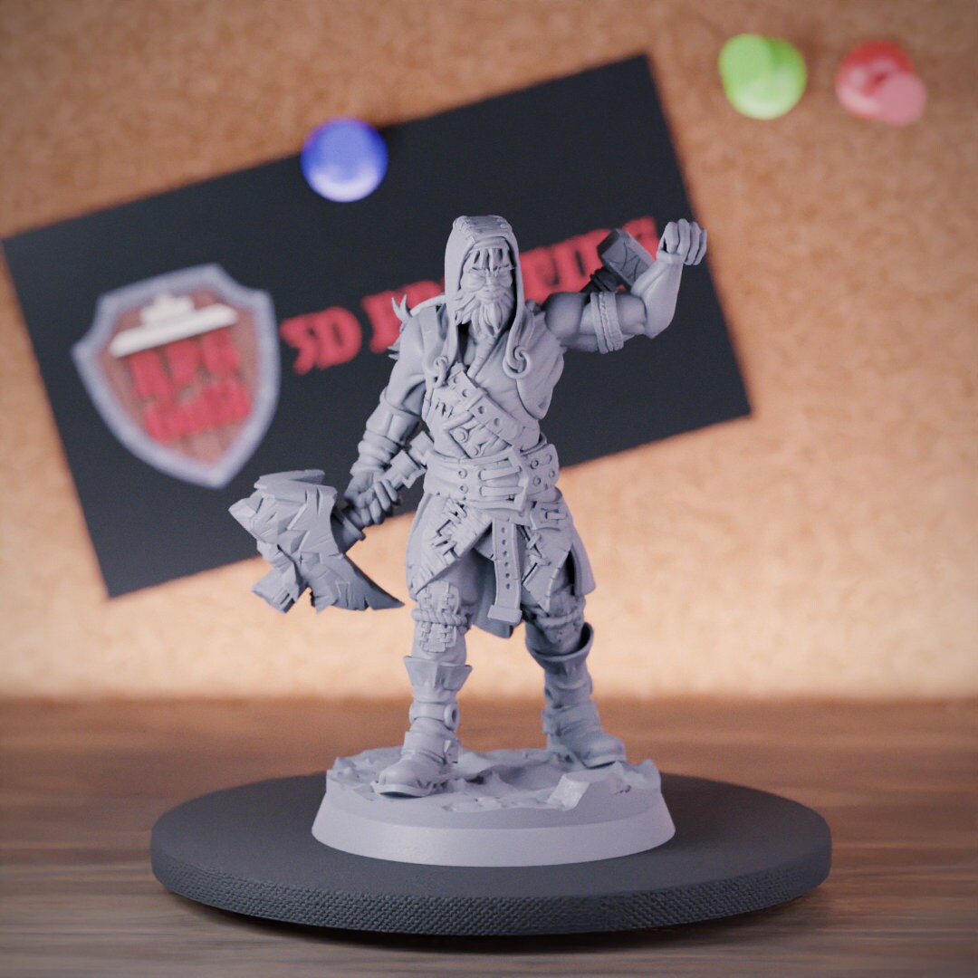 Bandit Warrior Miniature Human Barbarian Dungeons and Dragons Mini RPG ...