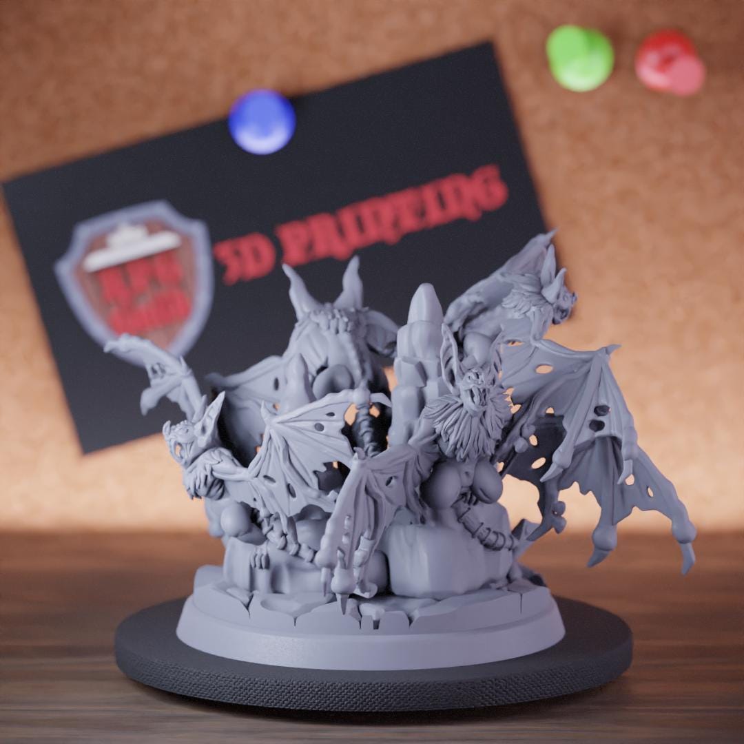 Bat Swarm Night Miniature | 28mm-38mm | Resin 3D Printed D&D Pathfinder ...