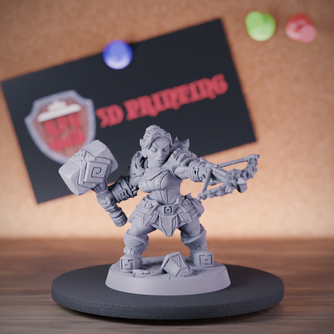 Female Dwarf Ranger Miniature Dungeons and Dragons Mini RPG Tabletop ...