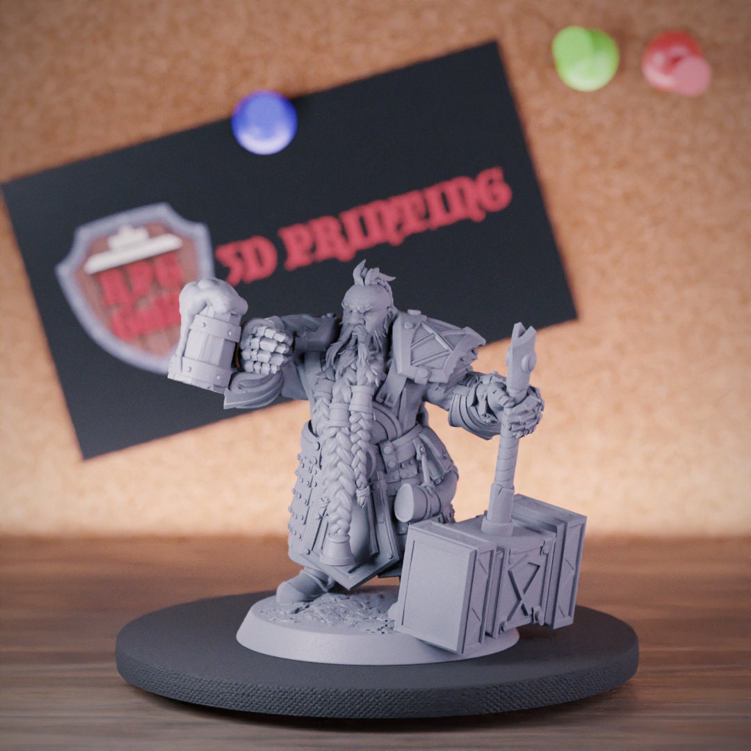 Dwarf Fighter Adventurer Miniature Barbarian Mini Dungeons and Dragons ...
