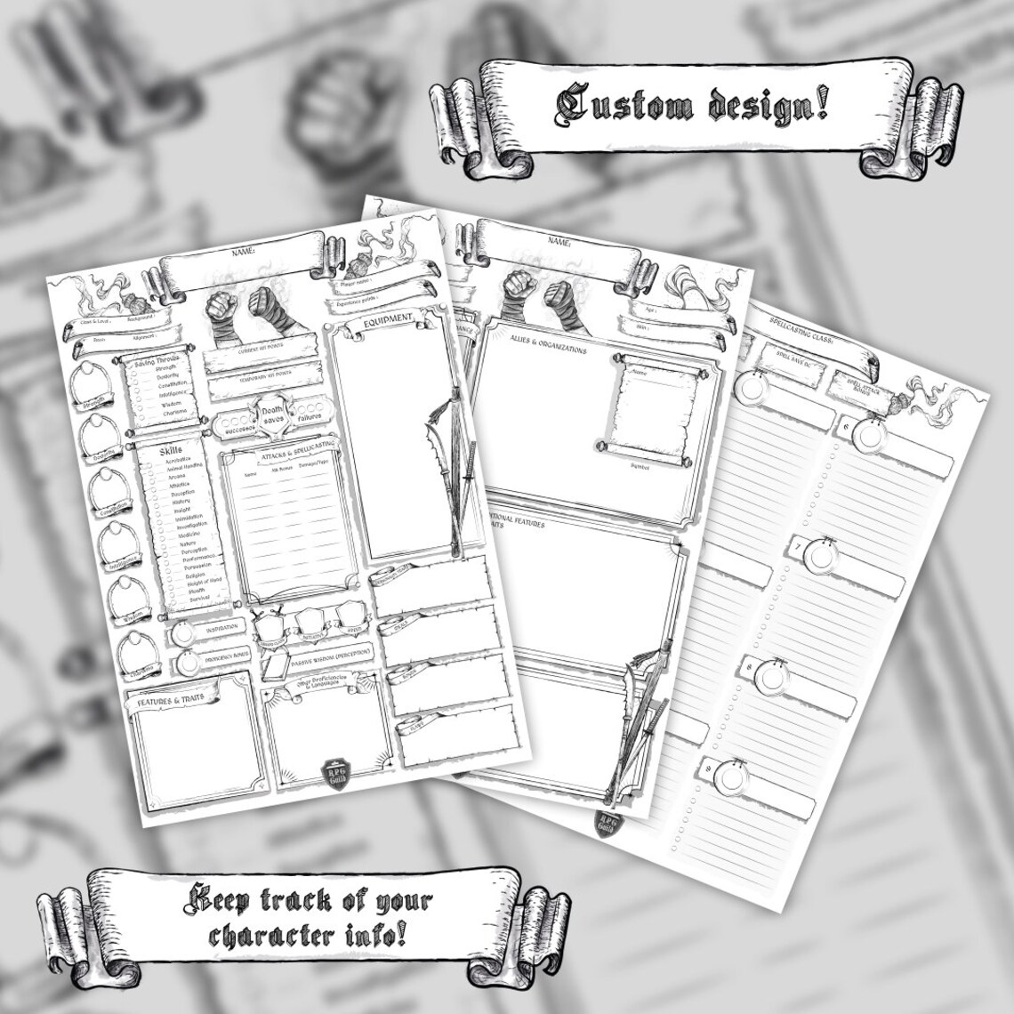 Dnd 5e Character Sheet Monk Printable and Fillable PDF D&D 5e - Etsy