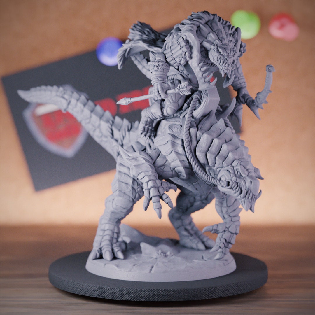 Dinosaur Rider Miniature Brute Dungeons and Dragons Mini RPG Tabletop ...