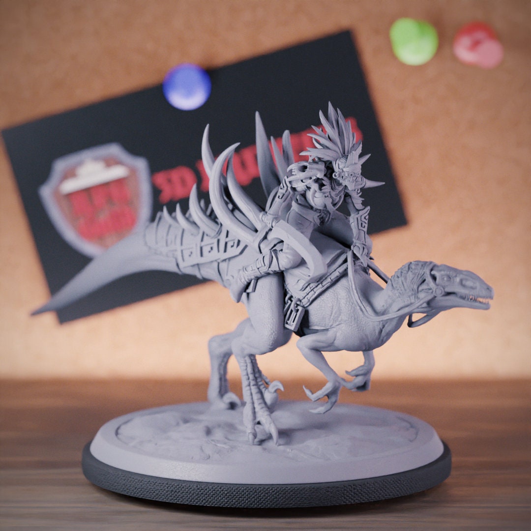 Jungle Raptor Rider Miniature Banner Mini Dungeons and Dragons Mini RPG ...