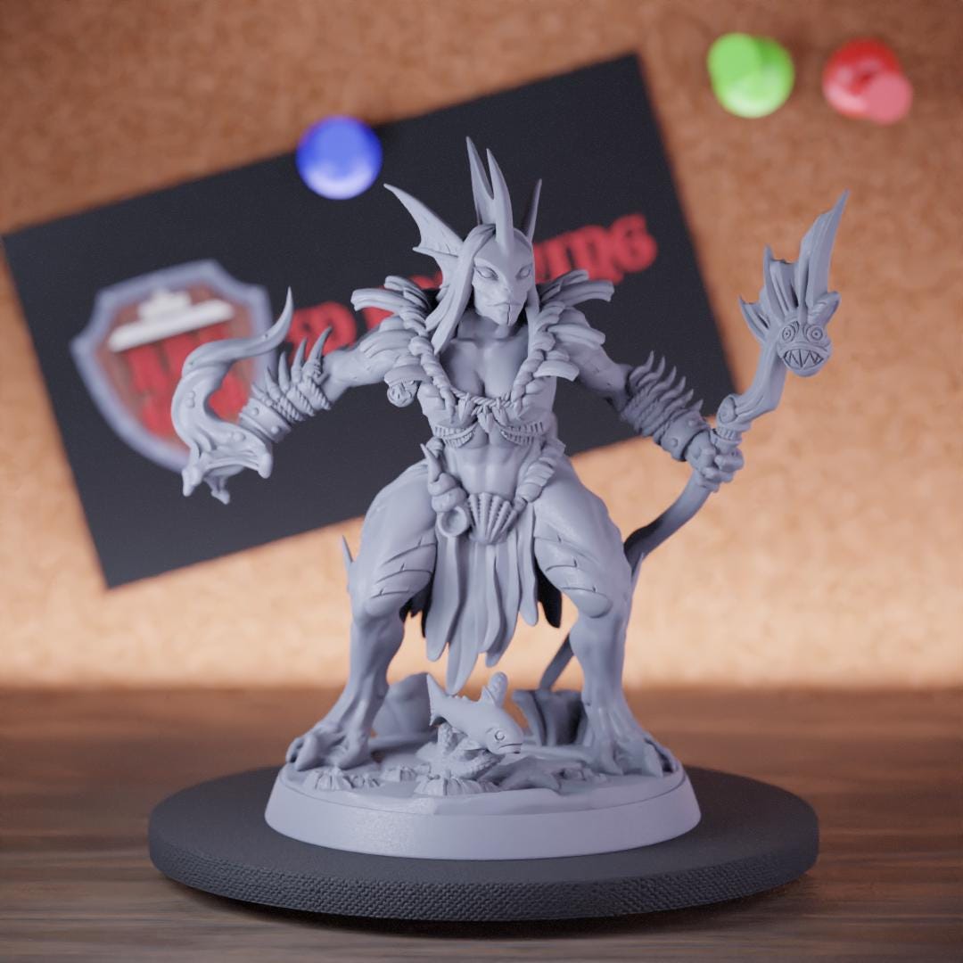 Female Triton Shaman Miniature Sea Witch Mini Dungeons and Dragons Mini ...
