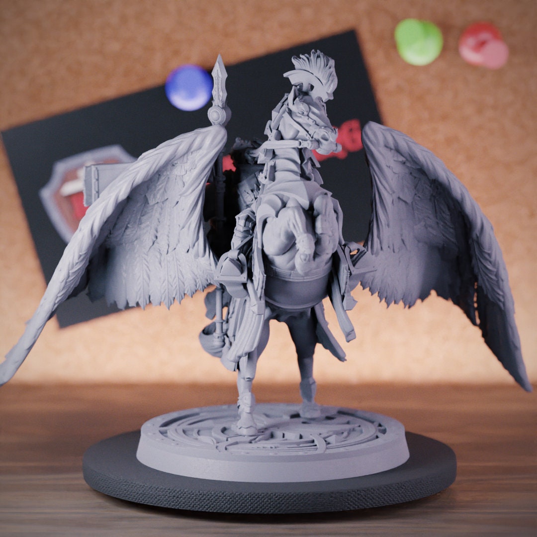 Pegasus Rider Miniature Templar Mini Dungeons and Dragons Mini RPG ...