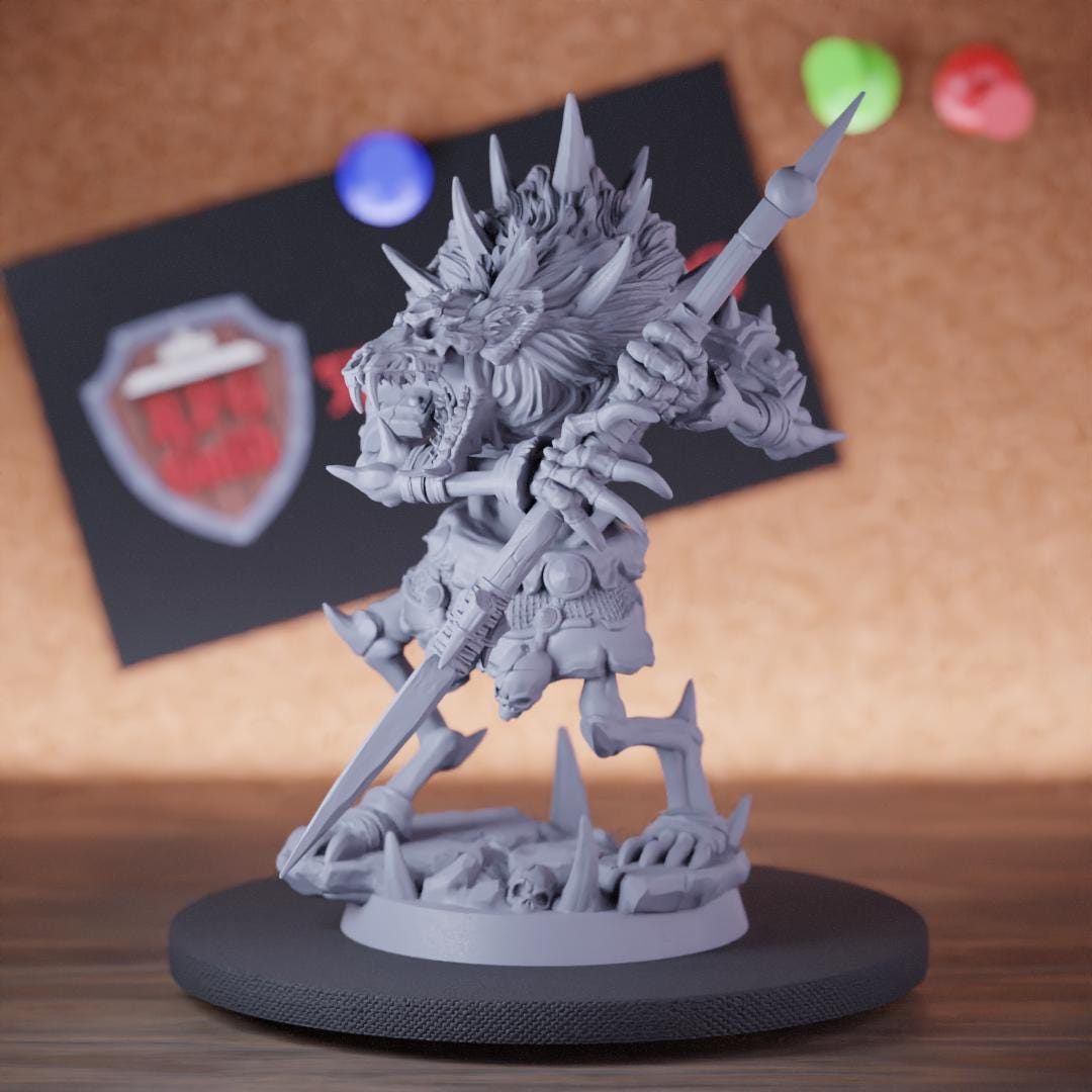 Skeleton Gnoll Miniature Bone Spear Fighter Mini Dungeons and Dragons ...
