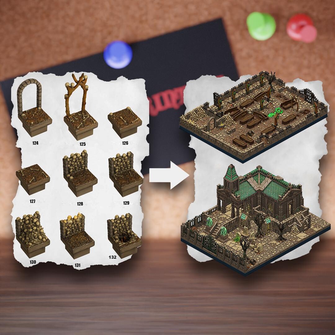 Modular Graveyard Terrain Tiles | Cemetery Necropolis Blocks | Crypt ...