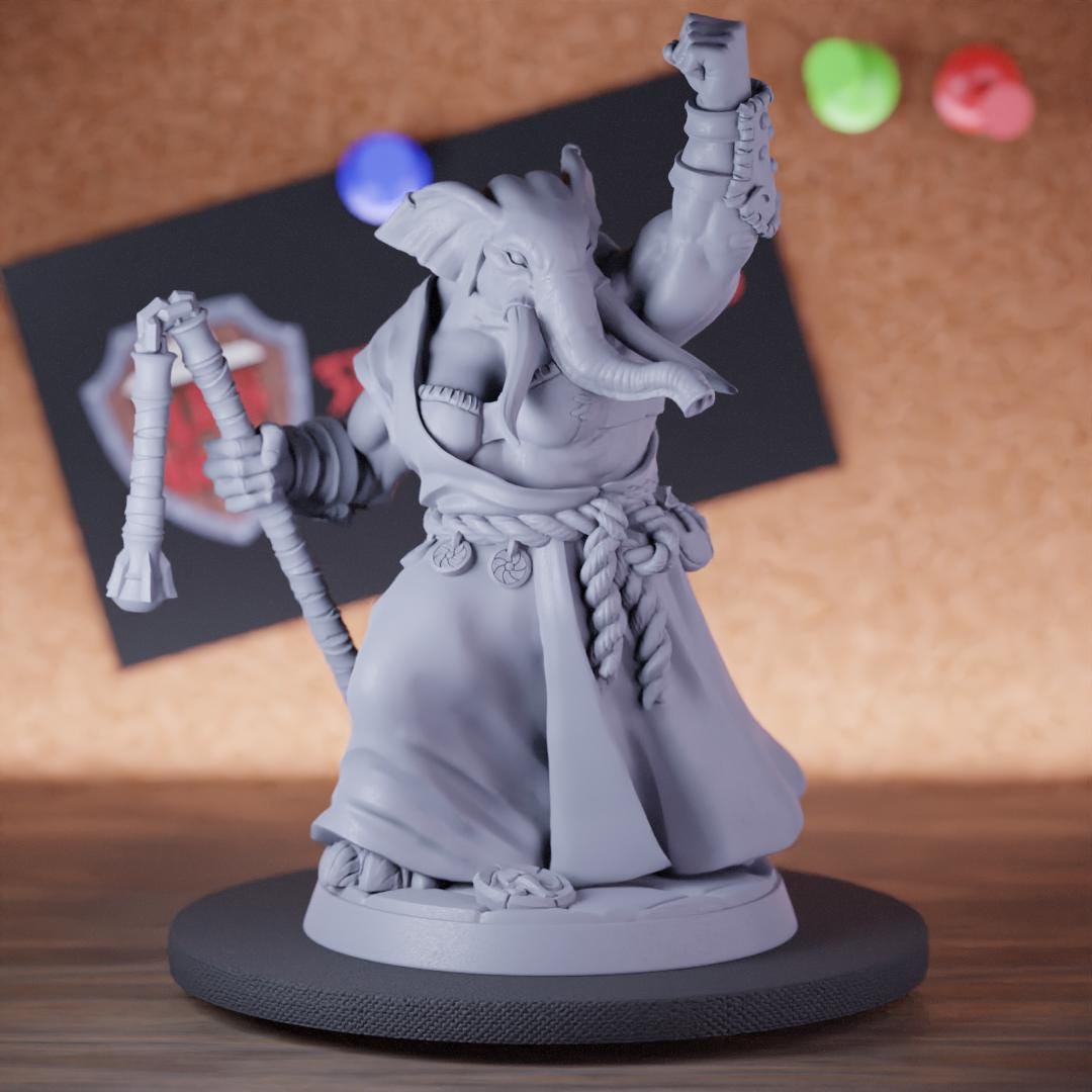 Female Loxodon Temple Defender Miniature Wizard Mini Dungeons and ...