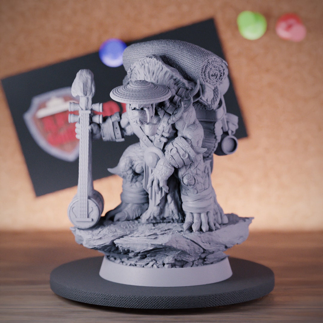 Tortle Bard Miniature Wanderer Dungeons and Dragons Mini RPG Tabletop ...