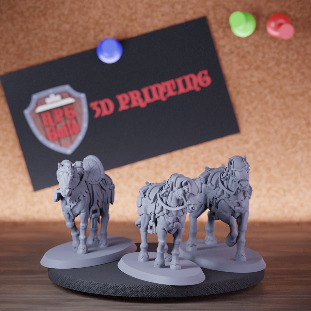Three Horses Miniature Mount Mini Dungeons and Dragons Mini RPG ...