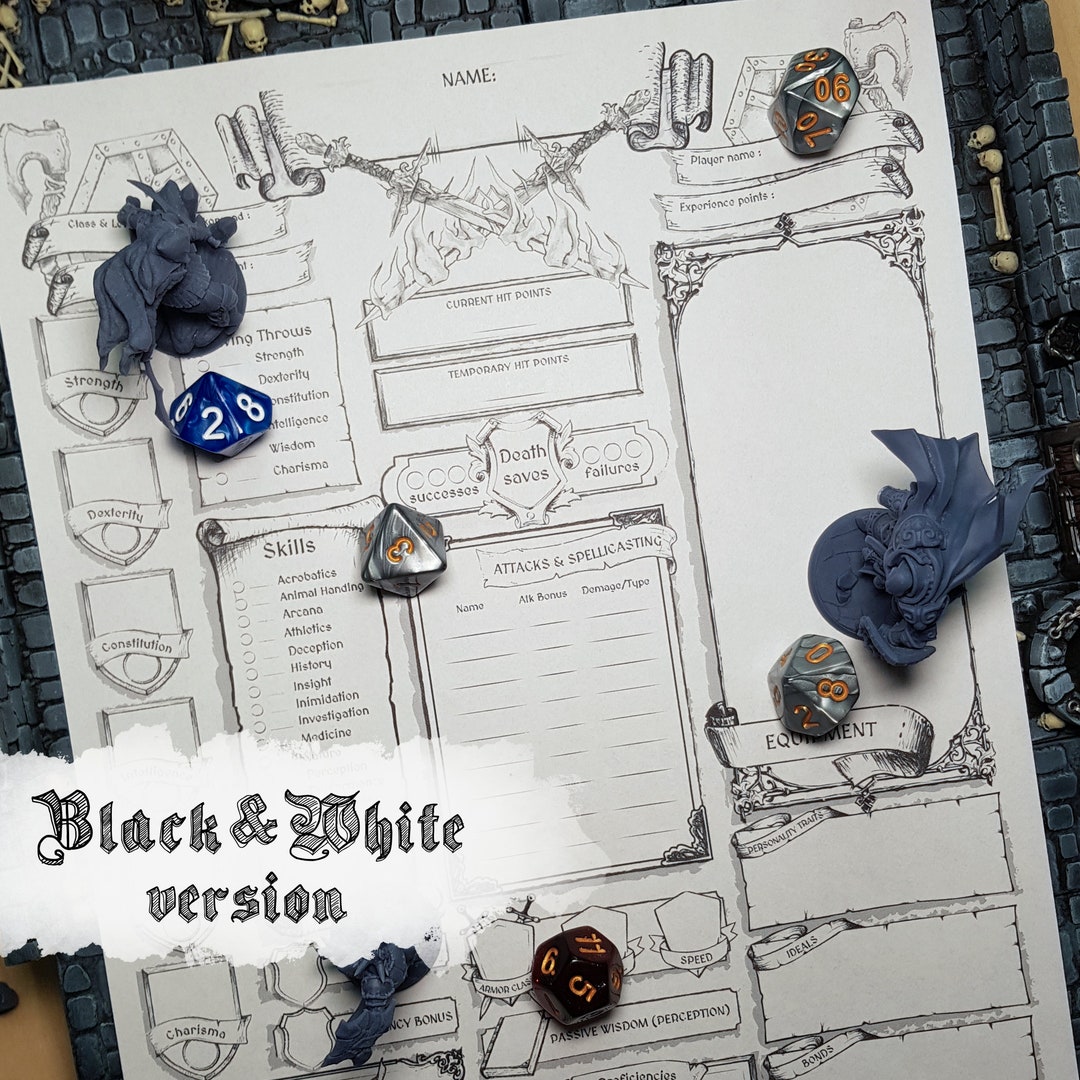 Dnd 5e Character Sheet Fighter Printable and Fillable PDF D&D 5e ...