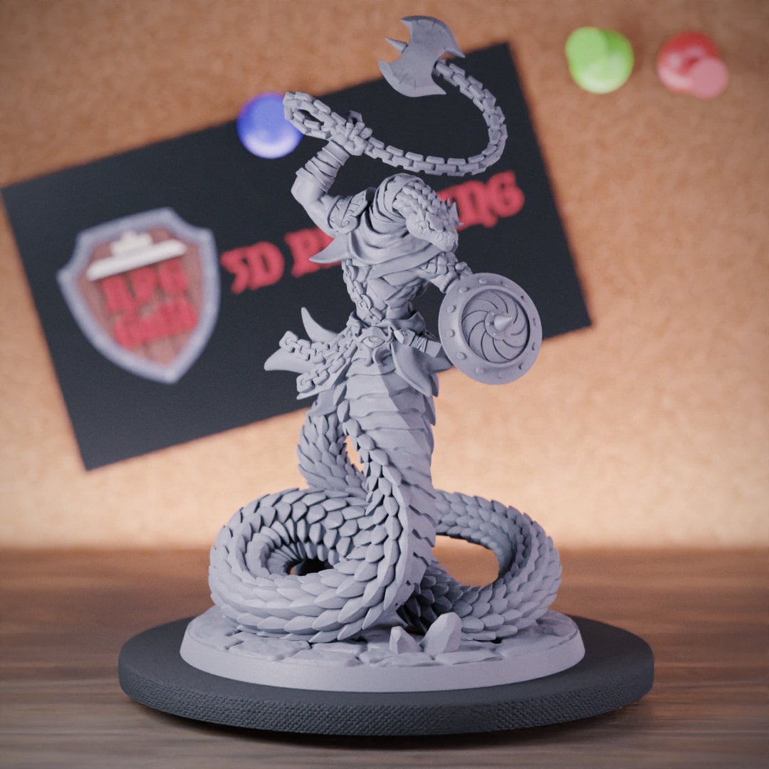 Naga Barbarian Miniature Fighter Snake Guardian Mini Dungeons and ...