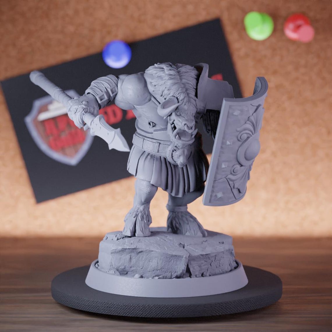 Minotaur Defender Miniature Ironhide Dungeons and Dragons Mini RPG ...