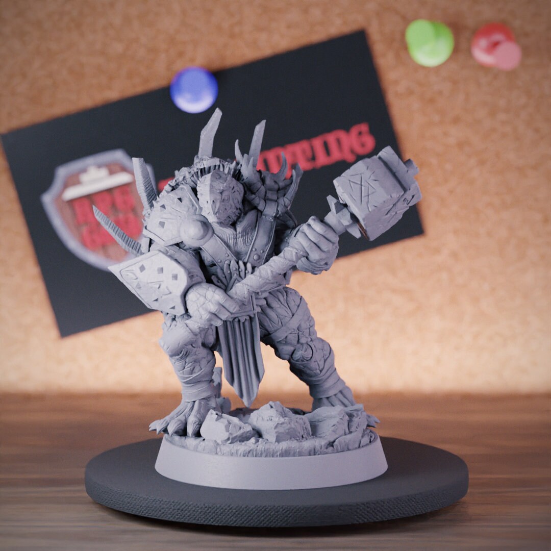 Tortle Leader Miniature Fighter Dungeons and Dragons Mini RPG Tabletop ...