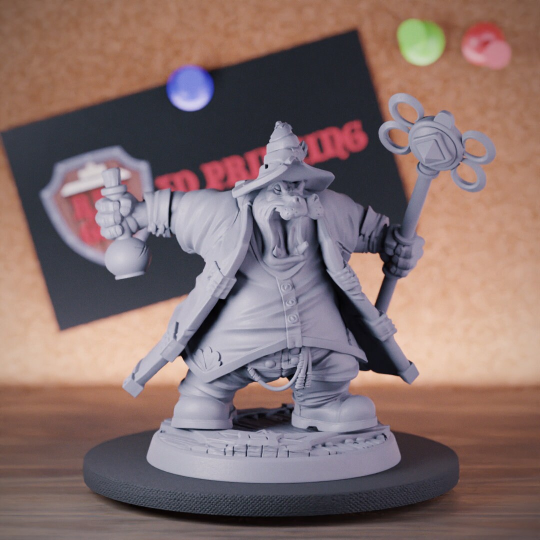 Giff Mage Miniature Hippo Alchemist Dungeons and Dragons Mini RPG ...