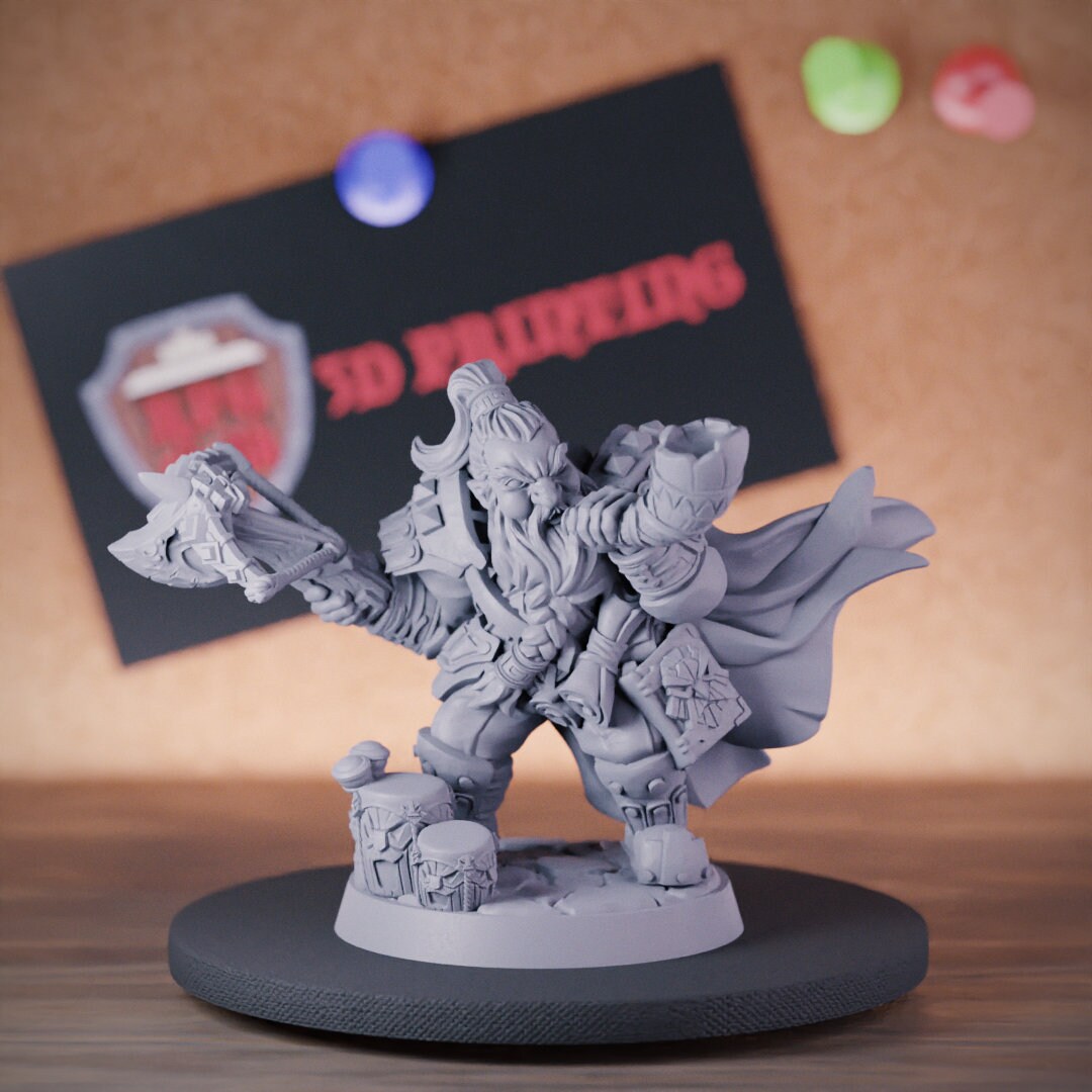 Dwarf Chieftain Warrior King Miniature Dungeons and Dragons Mini RPG ...