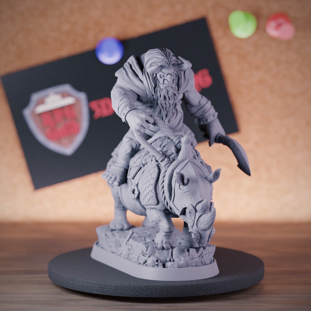 Ogre Mounted Rhino Rider Miniature Dungeons and Dragons Mini RPG ...