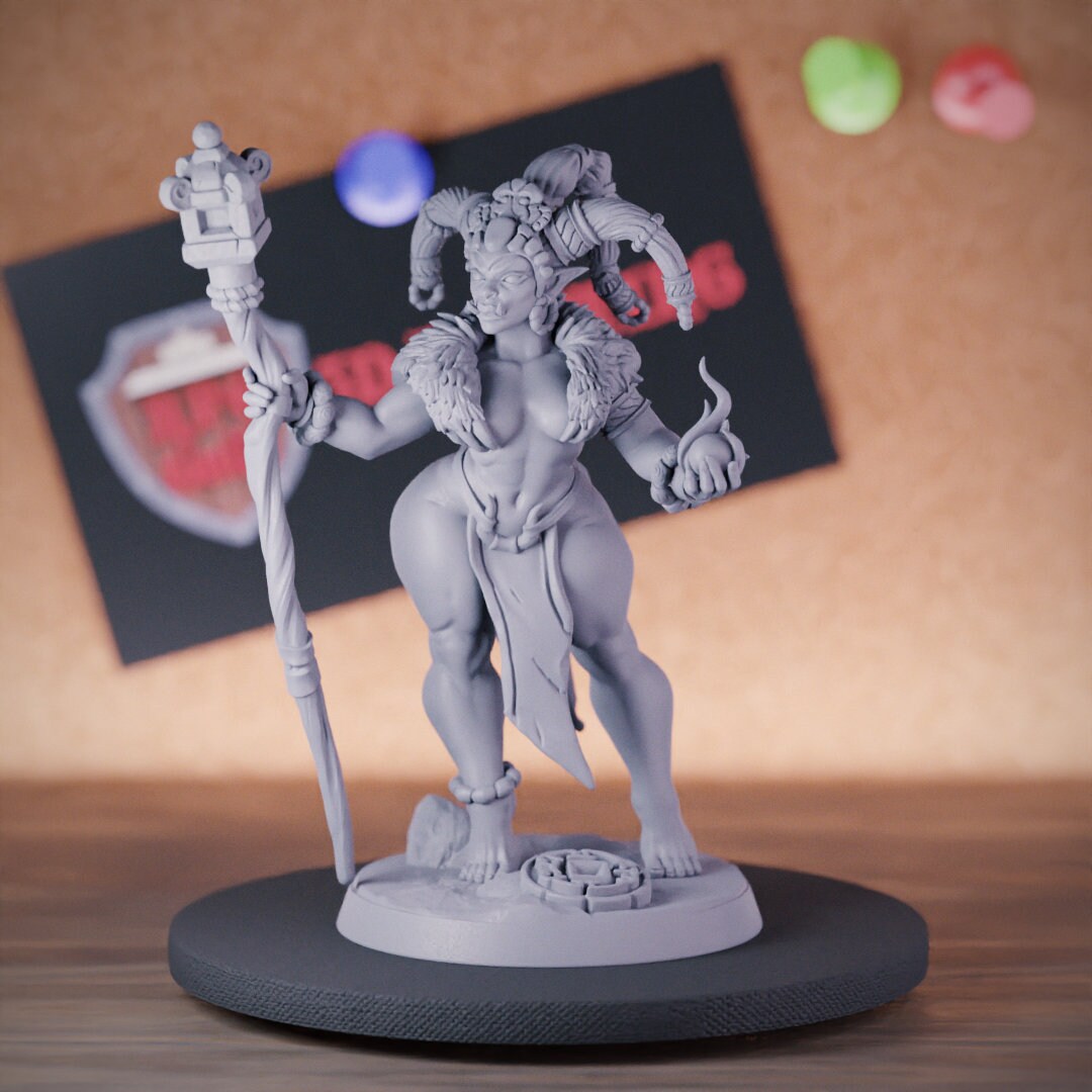Orc Female Pinup Miniature Druid Mini Dungeons and Dragons - Etsy