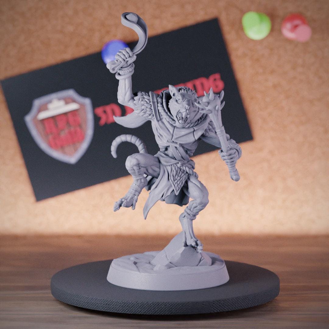 Ratmen Footman Miniature Warrior Mini Dungeons and Dragons Mini RPG ...