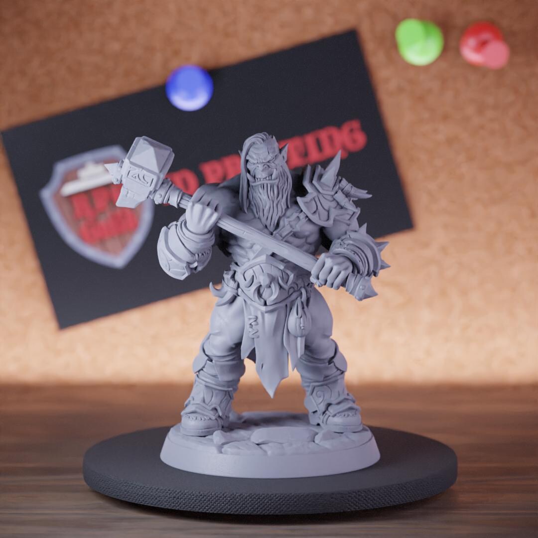 Mountain Orc Miniature Hammer Fighter Mini Dungeons and Dragons Mini ...