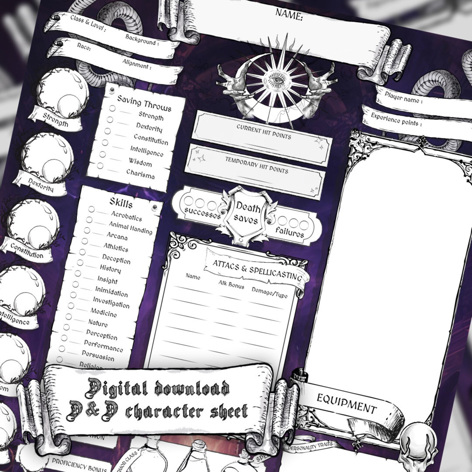 Dnd 5e Character Sheet Warlock Printable and Fillable PDF D&D 5e - Etsy