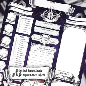 Dnd 5e Character Sheet Warlock Printable and Fillable PDF D&D 5e Warlock Stat Sheet Dungeon and ...