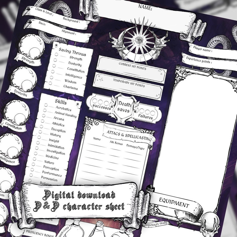 Dnd 5e Character Sheet Warlock Printable and Fillable PDF D&D 5e - Etsy