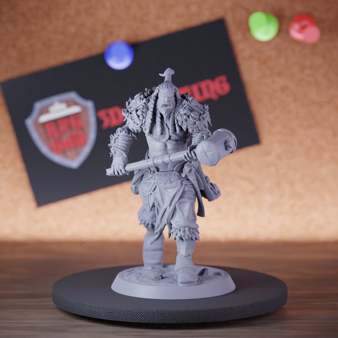 Orc Guard Miniature Hammer Fighter Mini Dungeons and Dragons Mini RPG ...