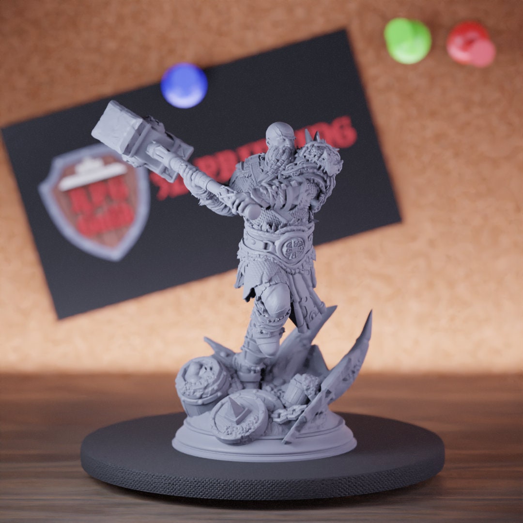 Barbarian Warrior Miniature Hammer Fighter Dungeons and Dragons Mini ...