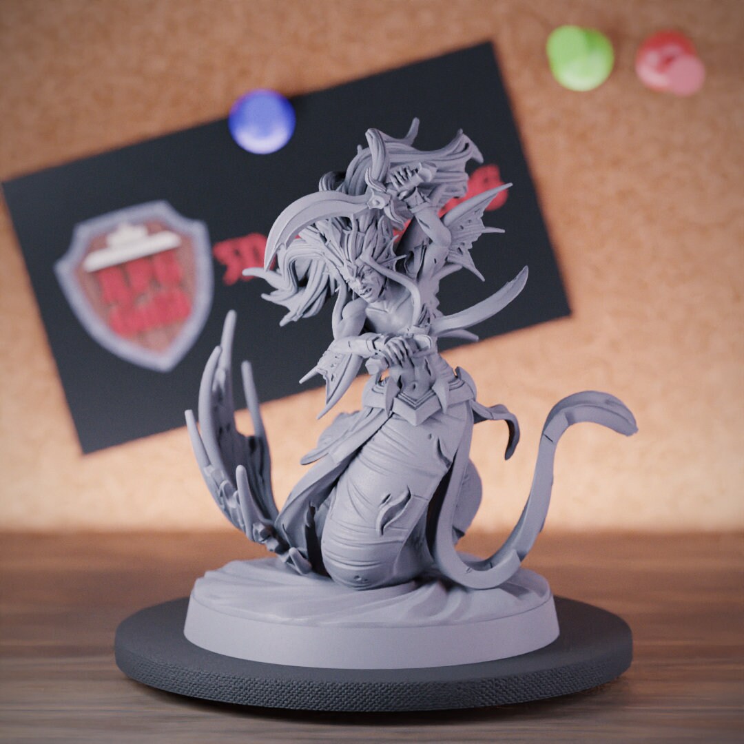 Merfolk Naga Crusader Miniature Siren Dungeons and Dragons Mini RPG ...