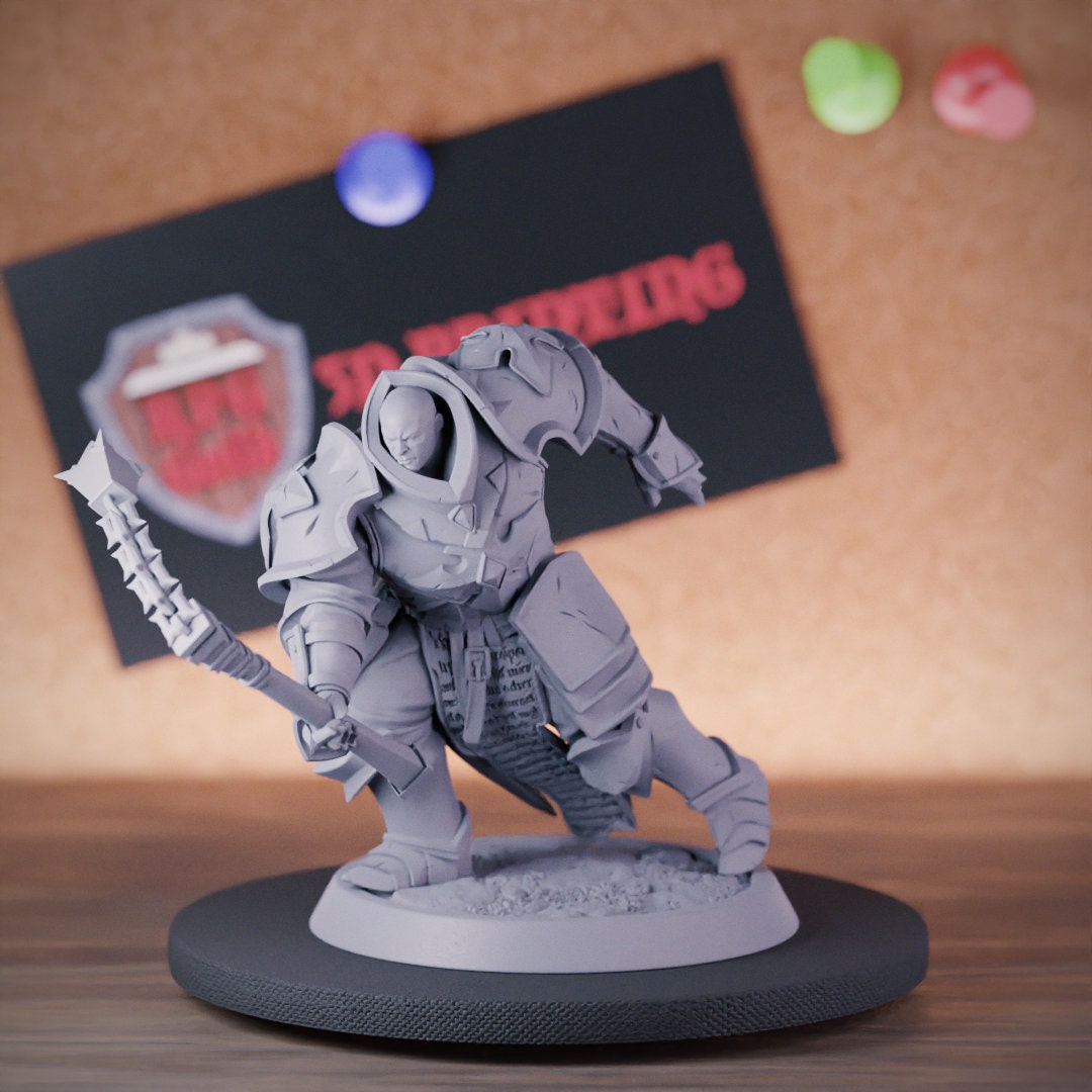 Templar Warrior Miniature Paladin Cleric Dungeons and Dragons Mini RPG ...