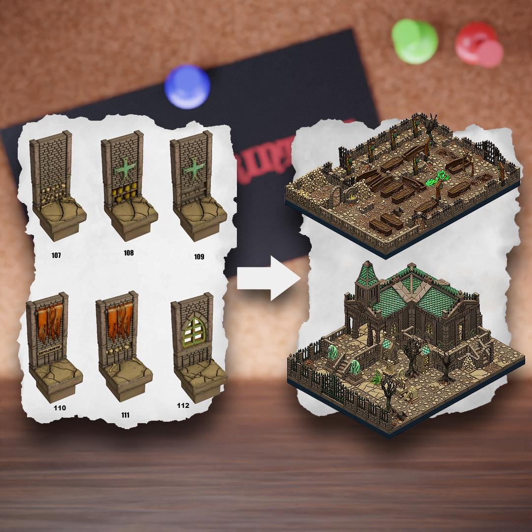 Modular Graveyard Terrain Tiles | Cemetery Necropolis Blocks | Crypt ...