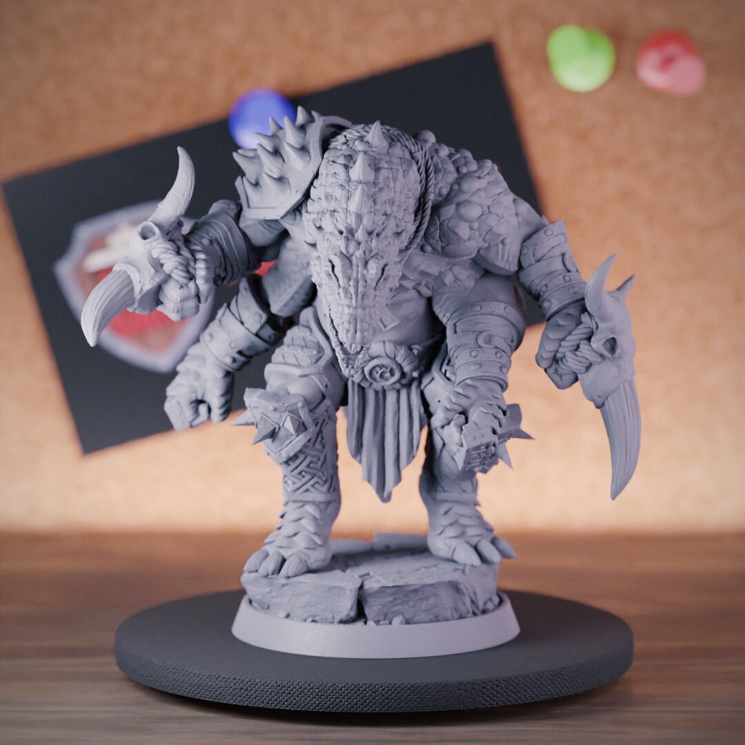 Crocodilian Brute Miniature Barbarian Mini Dungeons and Dragons Mini ...