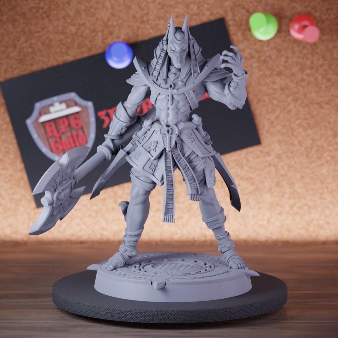 Ancient Jackal Miniature Battleaxe Warrior Mini Dungeons and Dragons ...