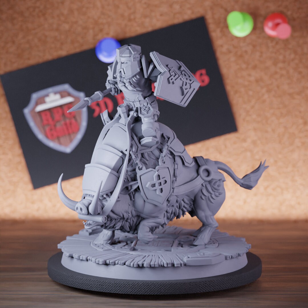 Dwarf Boar Rider Miniature Knight Mini Dungeons and Dragons Mini RPG ...