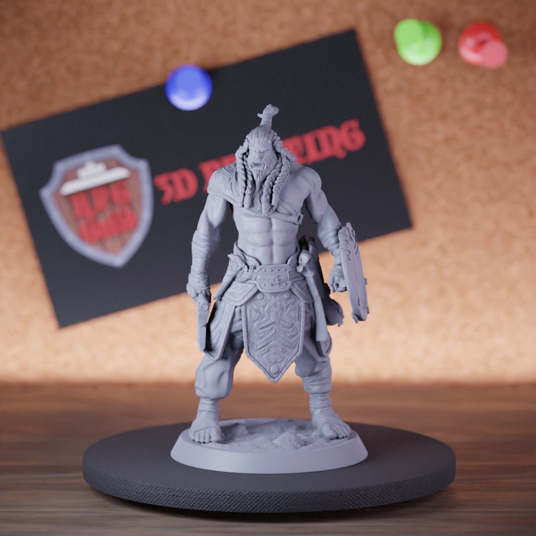 Orc Warrior Miniature Barbarian Mini Dungeons and Dragons Mini RPG ...