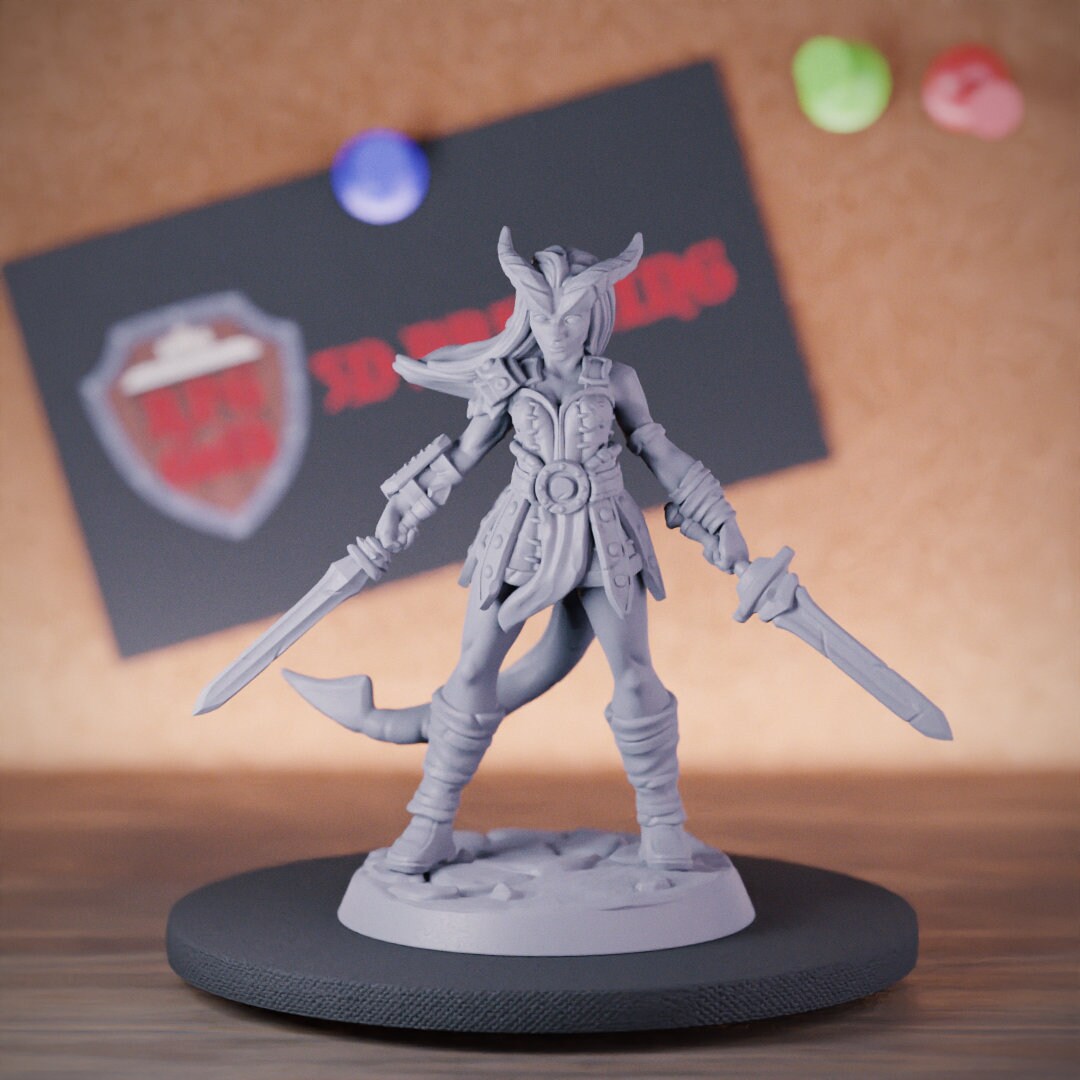 Tiefling Fighter Miniature Dungeons and Dragons Mini RPG Tabletop ...