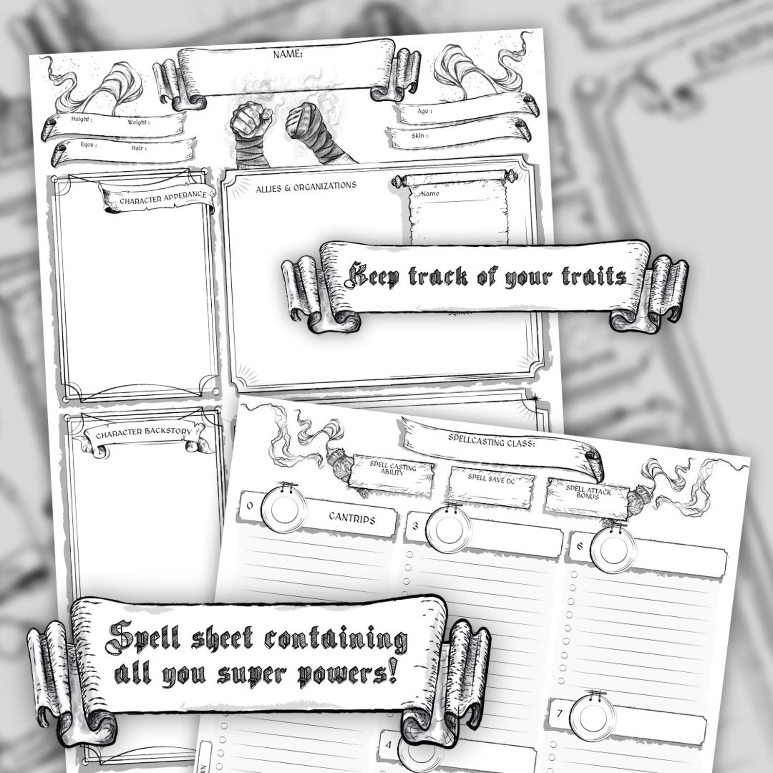 Dnd 5e Character Sheet Monk Printable and Fillable PDF D&D 5e - Etsy
