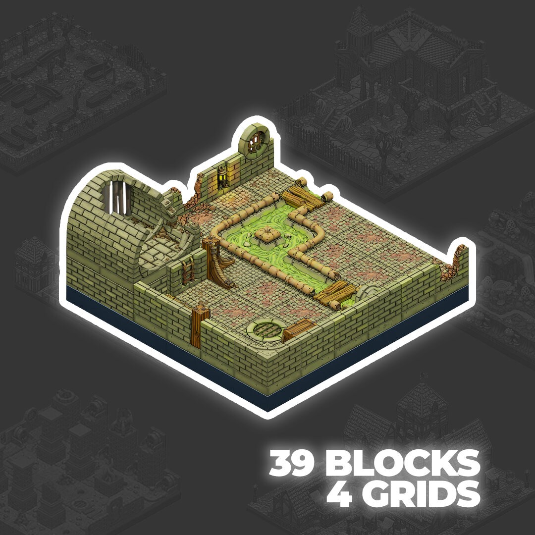 Dnd Small Sewer Terrain Tiles Toxic Underground Dungeon Modular Thieves ...