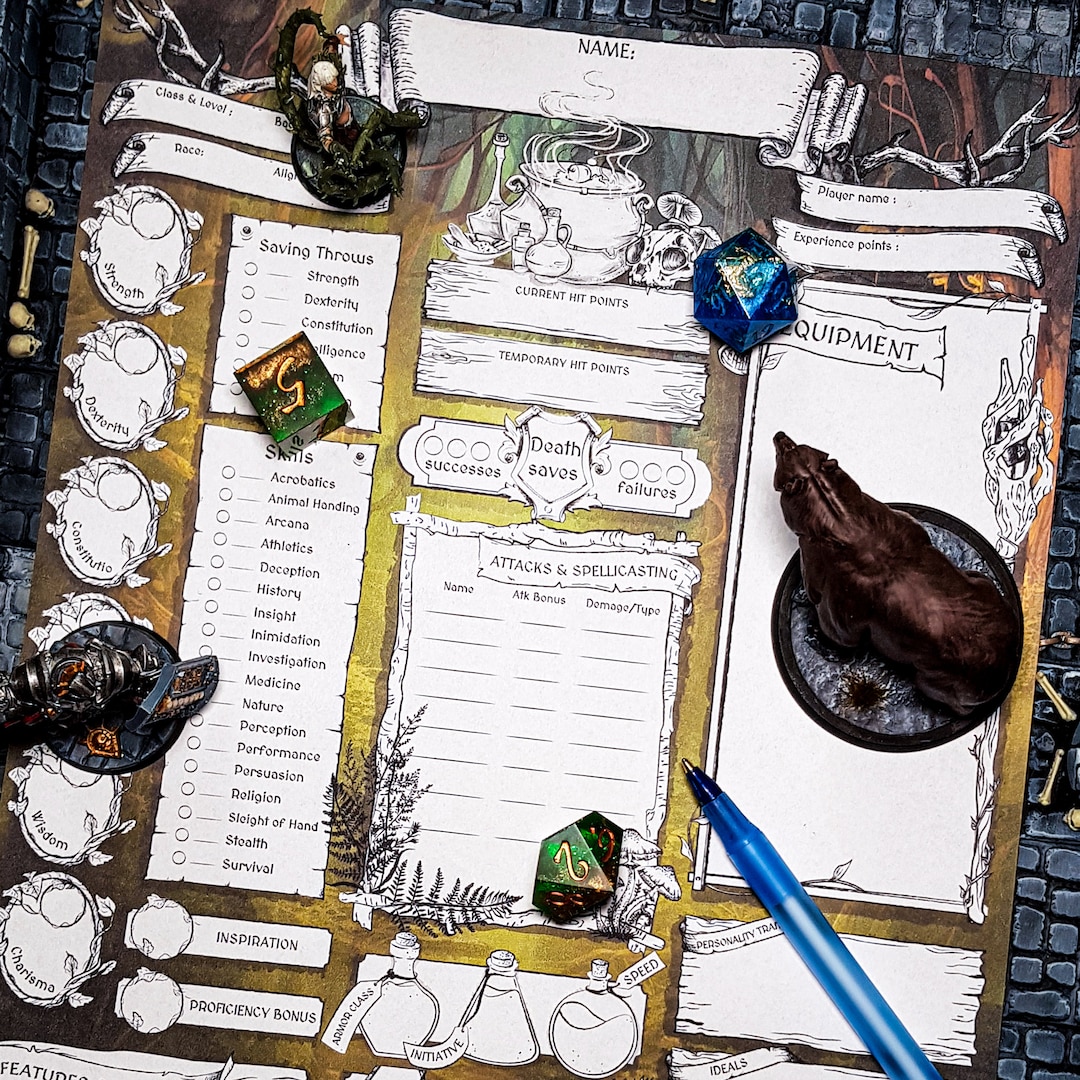 Dnd 5e Character Sheet Druid Printable D&D 5e Druid Sheet - Etsy Canada