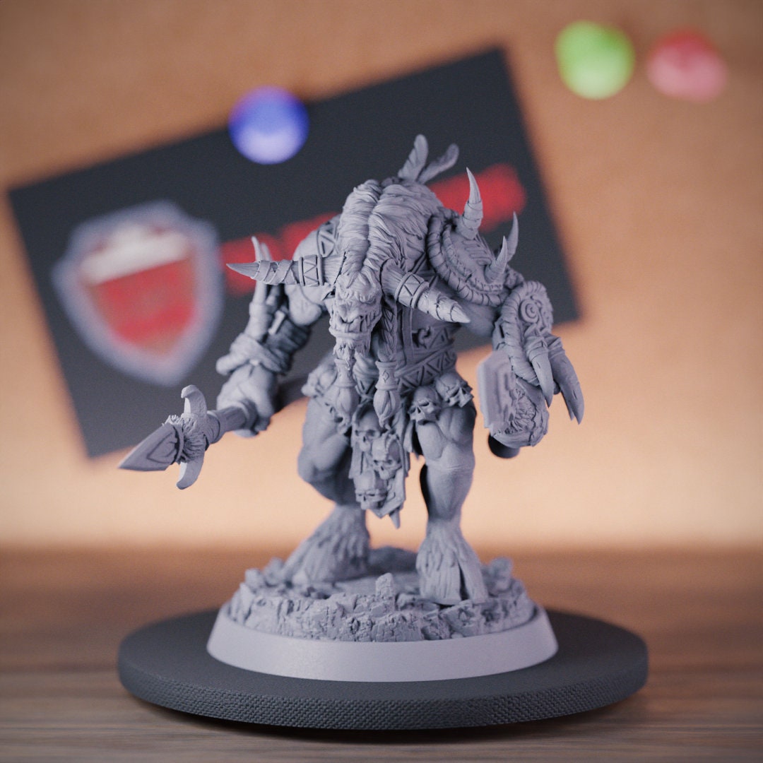 Tauren Tribal Spearman Miniature Dungeons and Dragons Mini RPG Tabletop ...