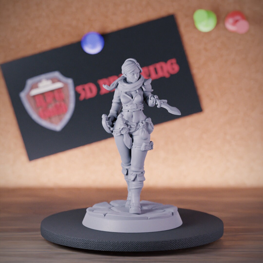 Female Bandit Miniature Female Thief Mini Dungeons and Dragons Mini RPG ...