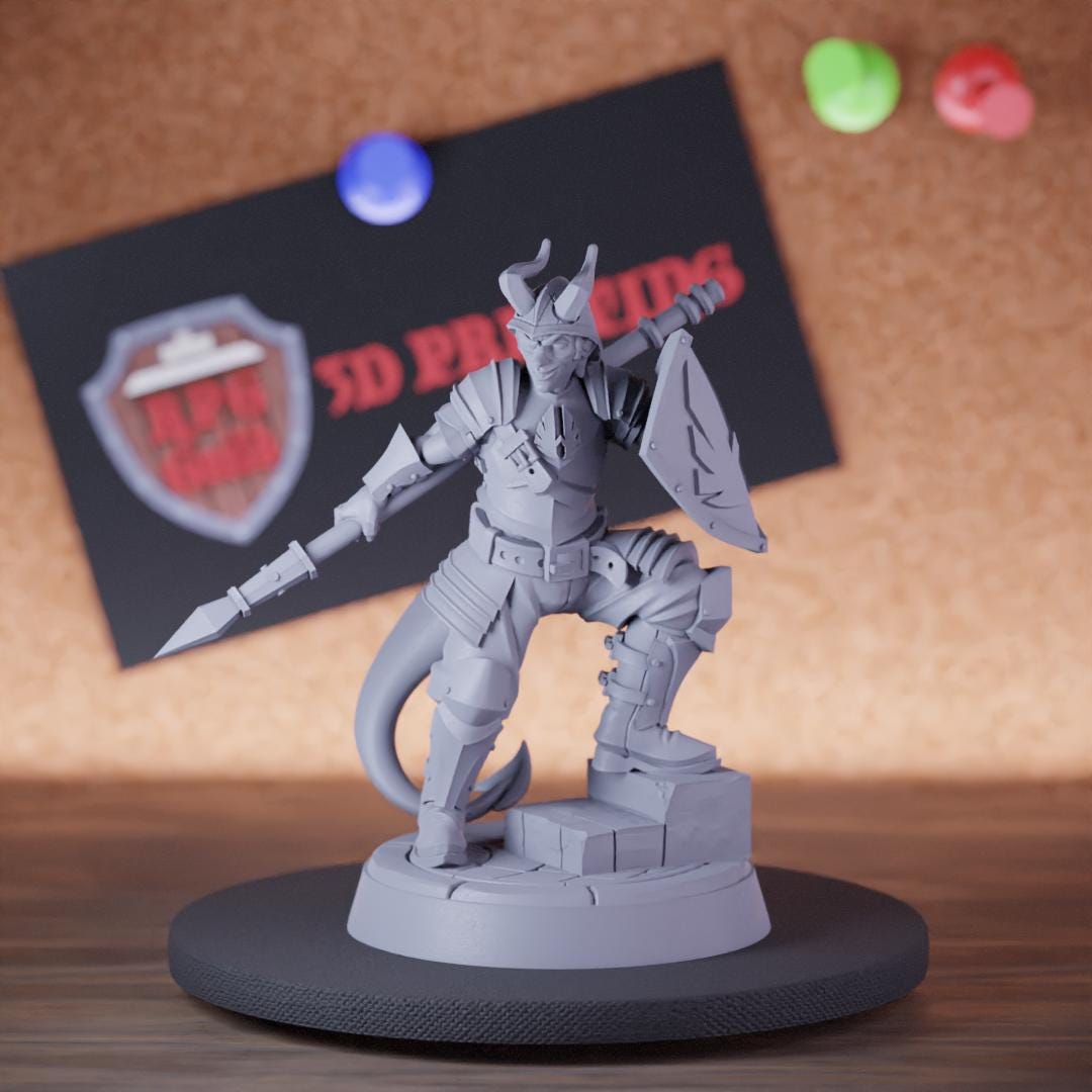 Tiefling Soldier Miniature Warrior Mini Dungeons and Dragons RPG ...
