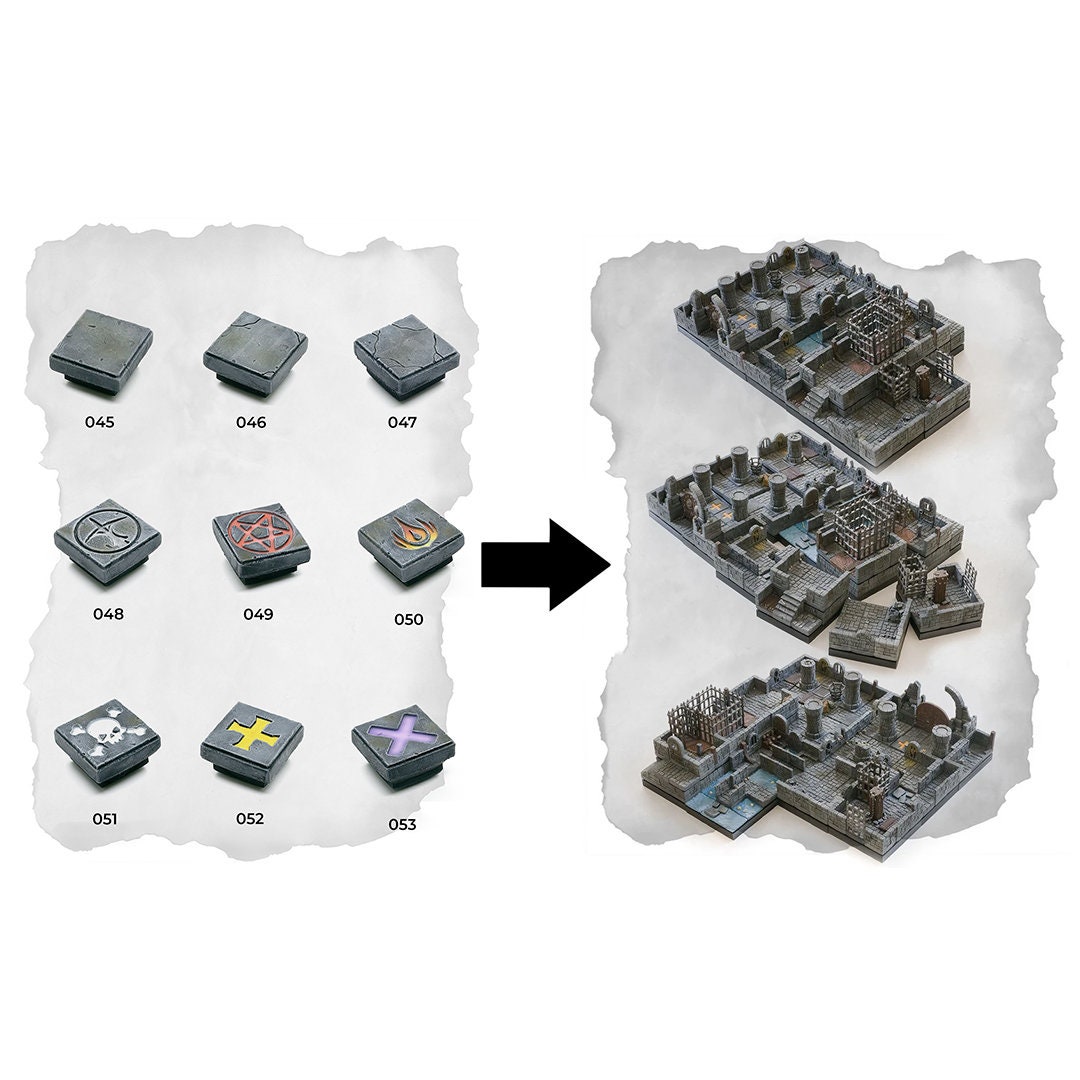 Painted Modular Stone Terrain Dungeon Ruins Tiles Customizable Sizes ...