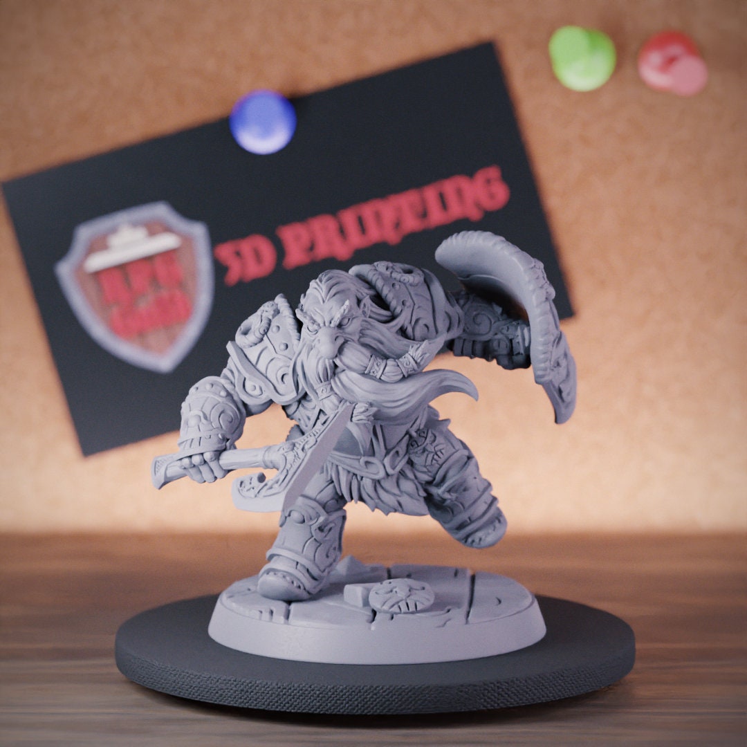 Dwarf Fighter Miniature Warrior Mini Dungeons and Dragons Mini RPG ...