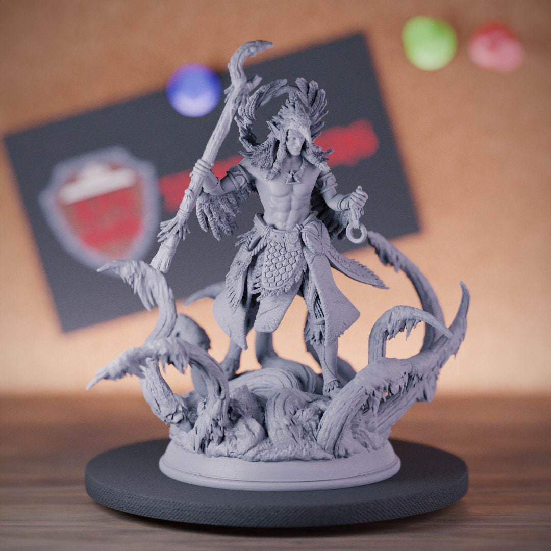 Elf Druid Miniature Spirit Defender Dungeons and Dragons Mini RPG ...