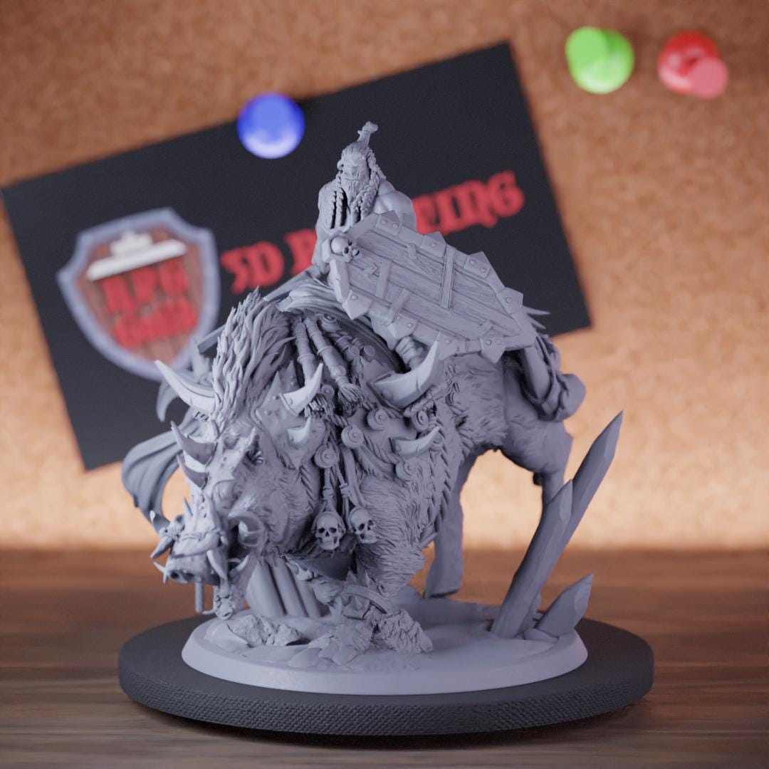 Orc Warrior Defender Miniature Mounted Boar Mini Dungeons and Dragons ...