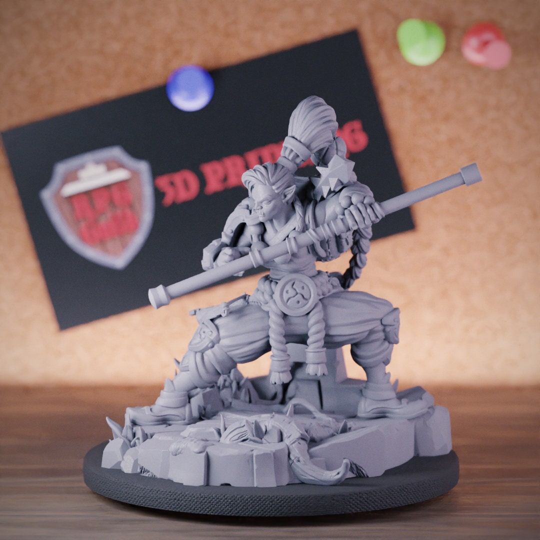Female Half-orc Monk Miniature Hero Npc Dungeons and Dragons Mini RPG ...