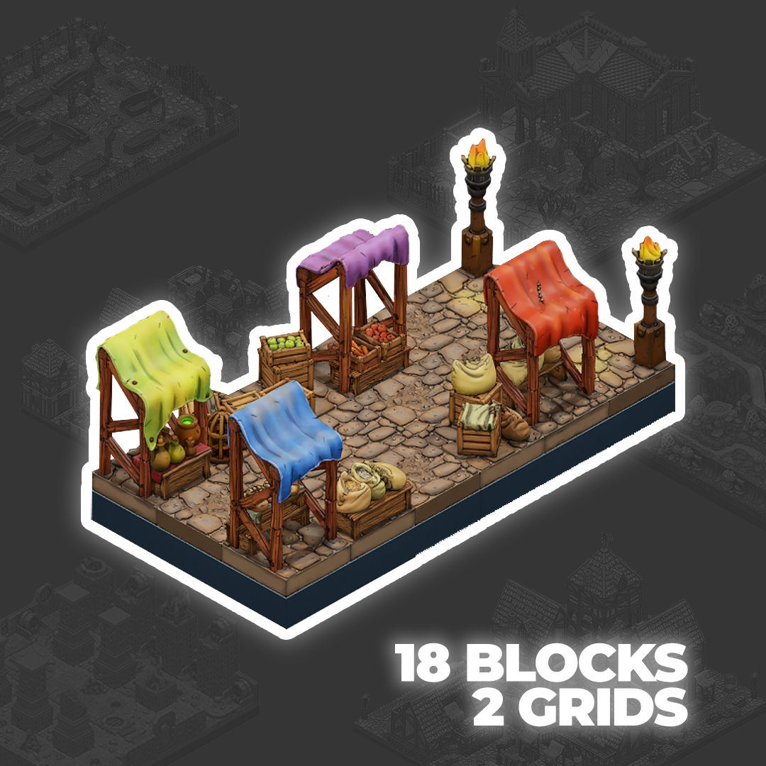 Dnd Town Market Terrain Tiles Dungeon Modular Medieval City Bundle ...