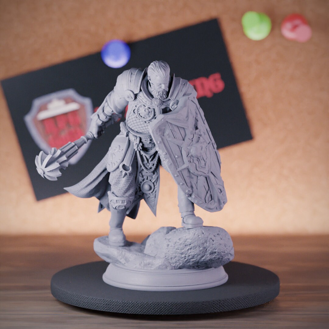Human Male Paladin Defender Miniature | 28mm 32mm 38mm 75mm | Resin 3D ...